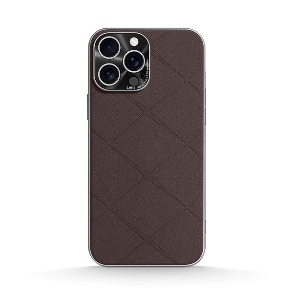 Mocha Brown | iPhone Rhombus Leather Case – CASEPEACH